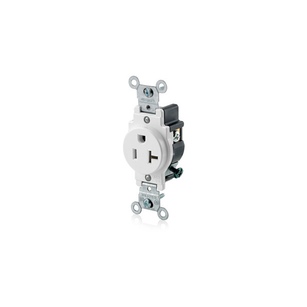5801-W - 20 A Single Receptacle; 125 VAC; 5-20R; White; Comm