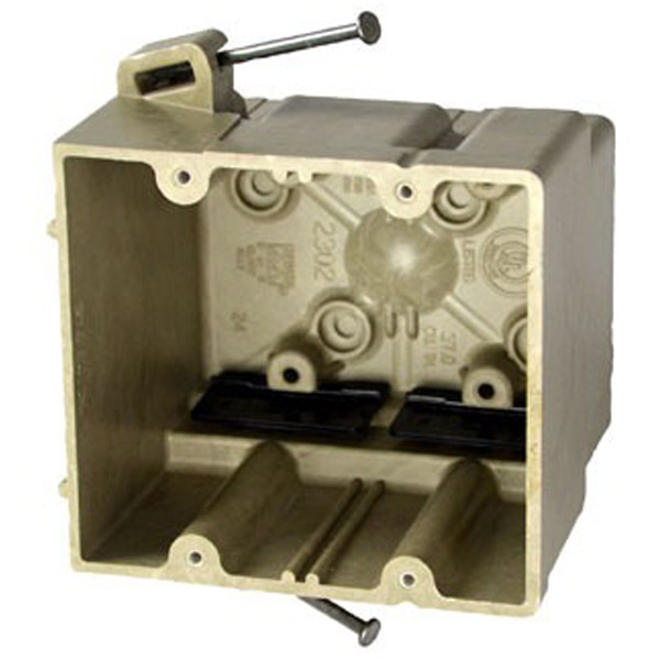 2302-N - Switch|Outlet Box New Work; 2-Gang; 3-7/16 In.; Fib