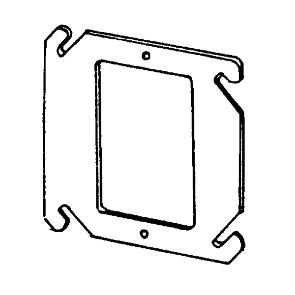 8468F - 4" Square Cover - Mud Ring; Flat In.; 1-Gang; Steel
