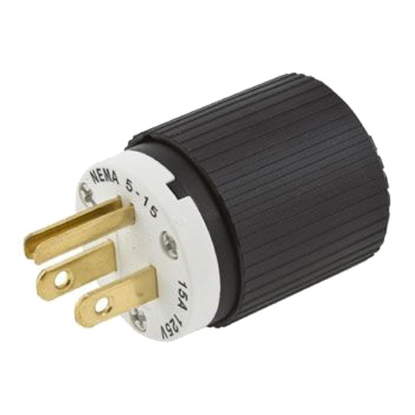 515P - 15 A Straight Blade Plug; Connectors; 125 VAC; 5-15P;