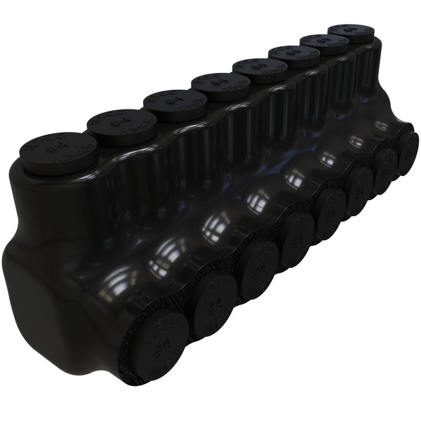 PBTS-8-4 - Multi-Tap Connector; 8-Port; Black; 14-4 AWG; Alu