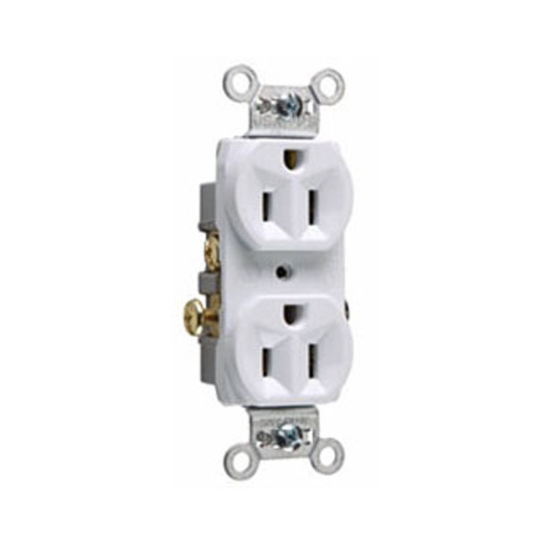 CR15-W - 15 A Duplex Receptacle; 125 VAC; 5-15R; White; Comm