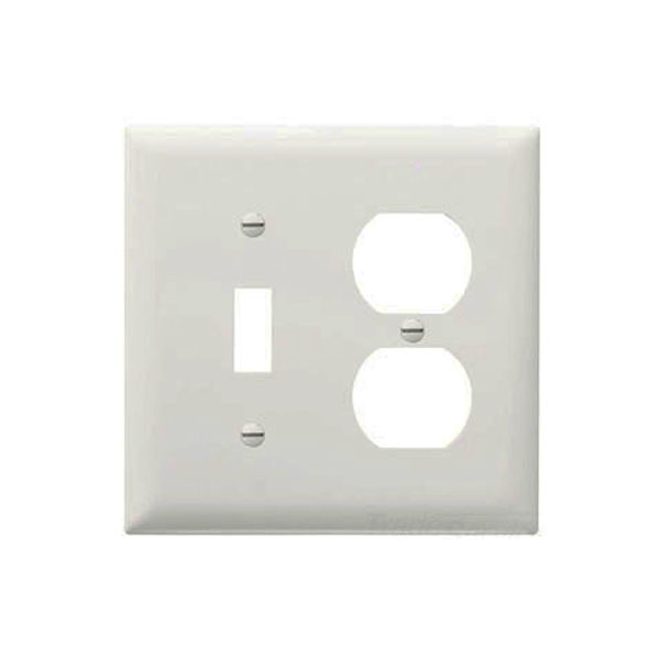 TP18-W - Combo Wallplate - Toggle/Duplex; 2-Gang; Nylon; Whi